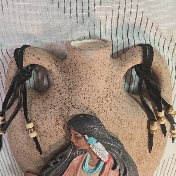 Wall Decor | Ceramic Pitcher Canteen Wall Hanging Native American Woman ...
